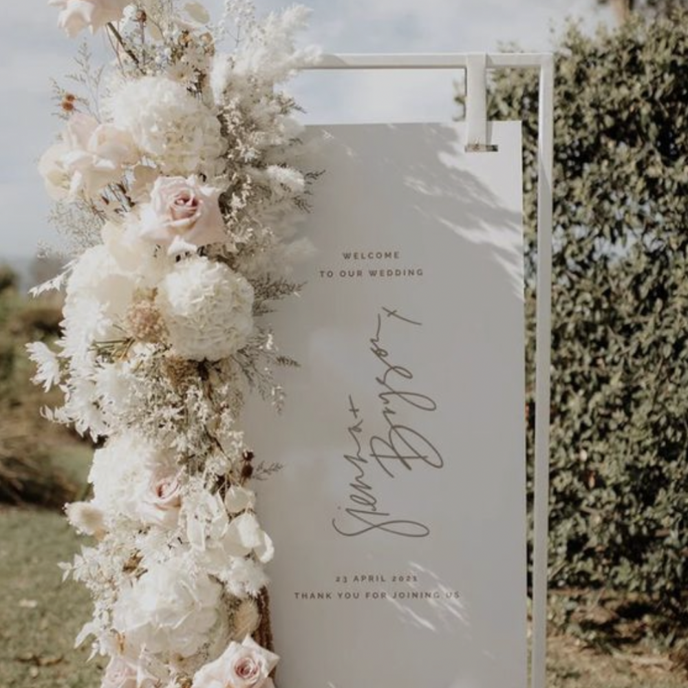 White sign frame - Frank and Joy