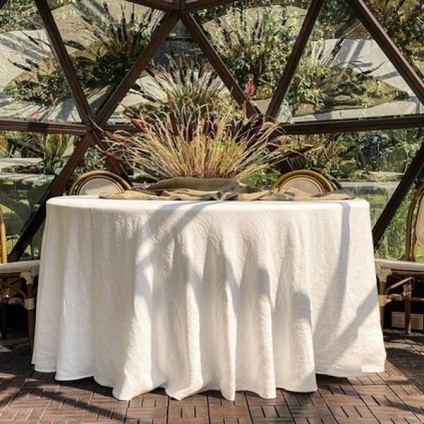 White round pure linen tablecloth - unstructured 270cm - Frank and Joy